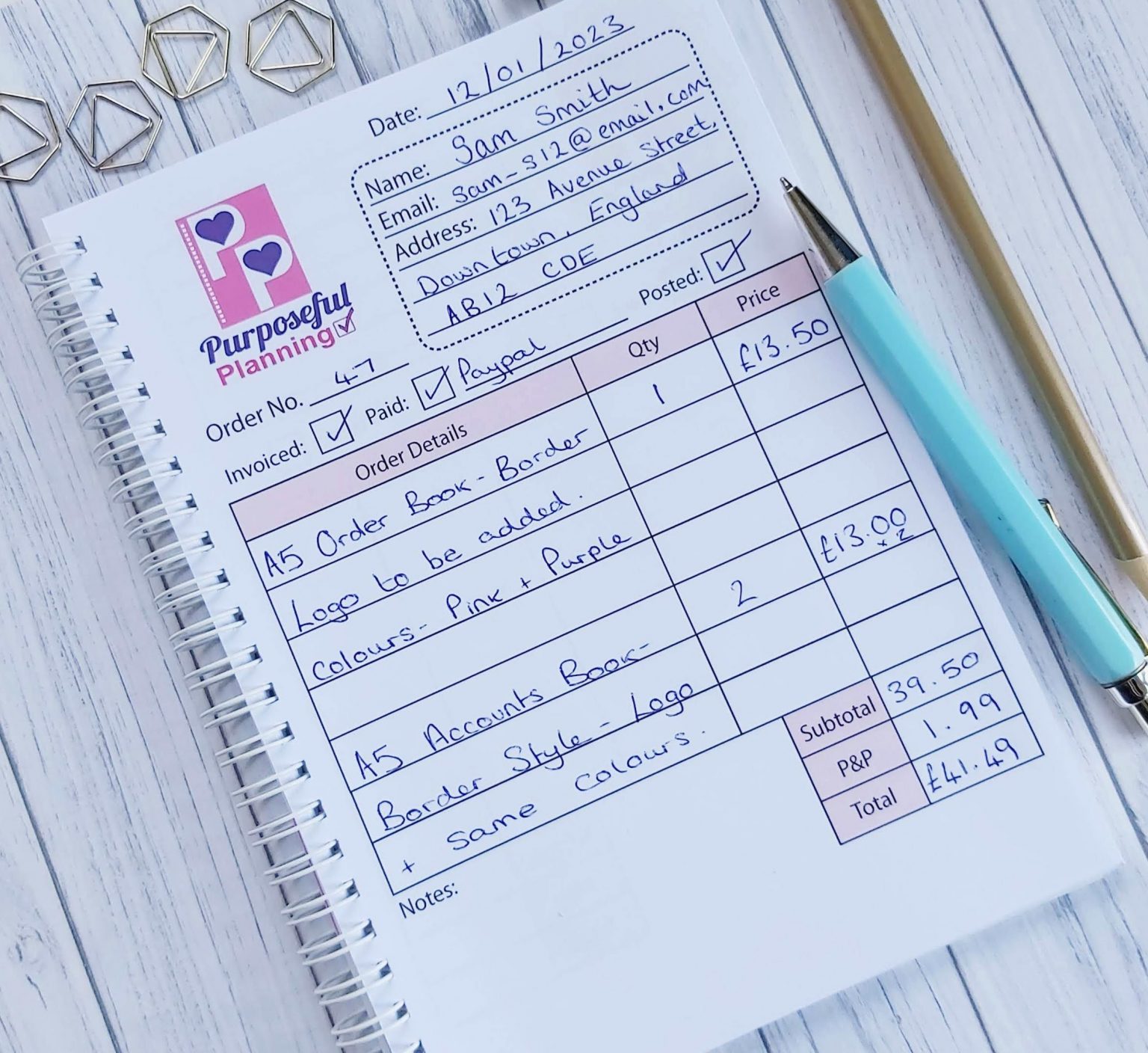 Business Custom Order Book