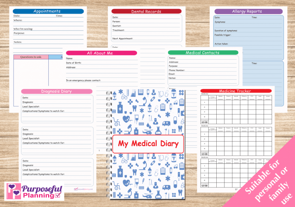 Personal Family Health Medical Diary Planner