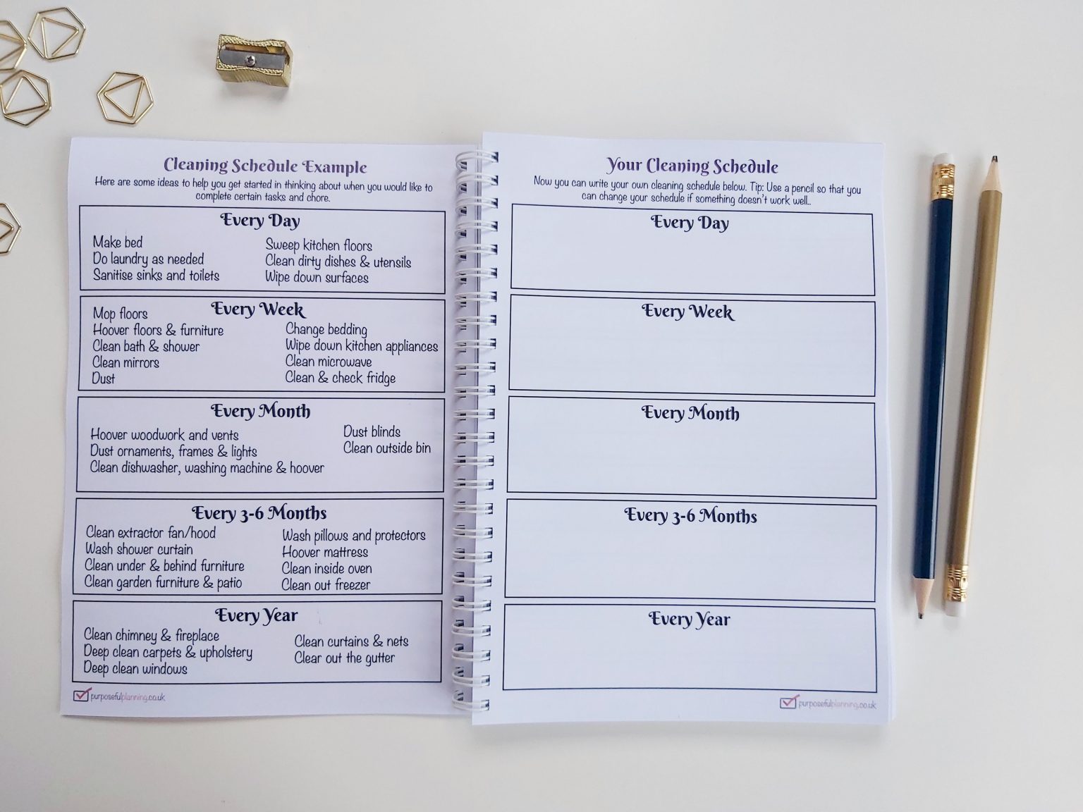 Personalised Cleaning Diary Notebook