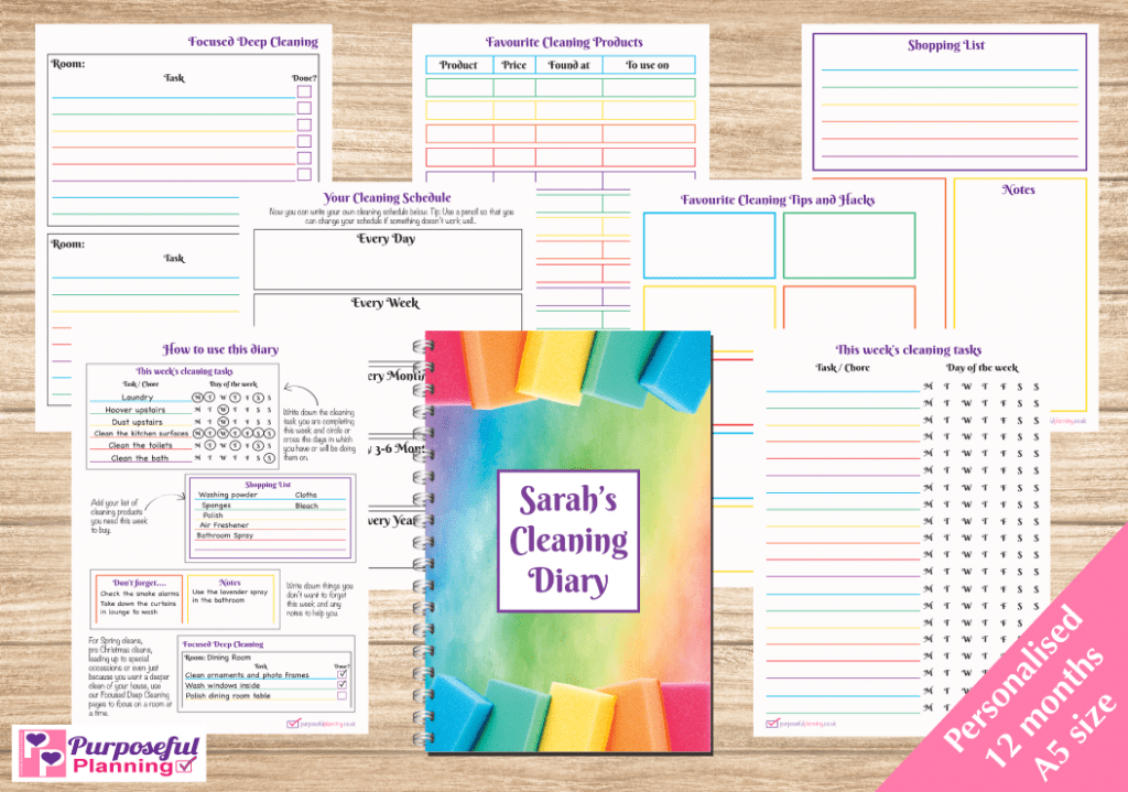 Personalised Cleaning Diary Notebook